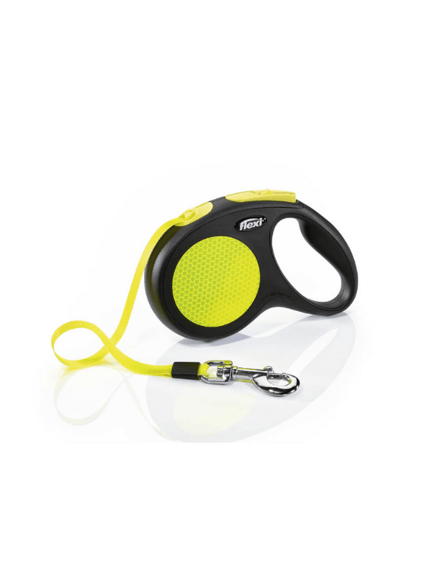 Flexi Neon S 5 m | avtomatski povodec za pse z neonskim trakom » Pasji.Net